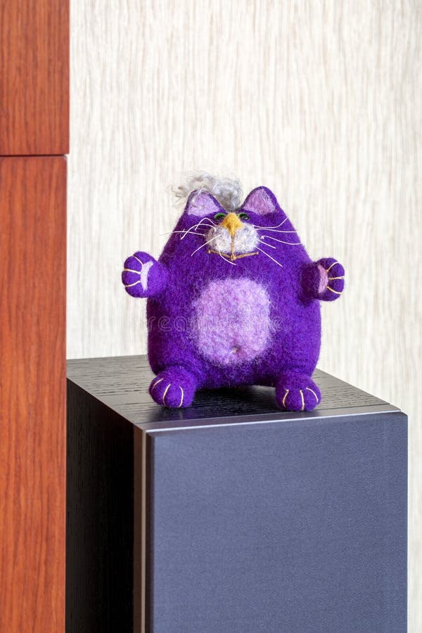 Purple Cat - Soft Toy Made of Felted Wool Stock Image - Image of ...