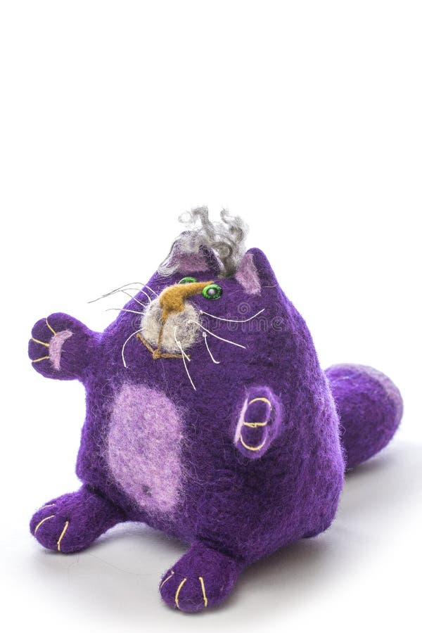 Purple Cat - Soft Toy Made of Felted Wool Stock Image - Image of ...