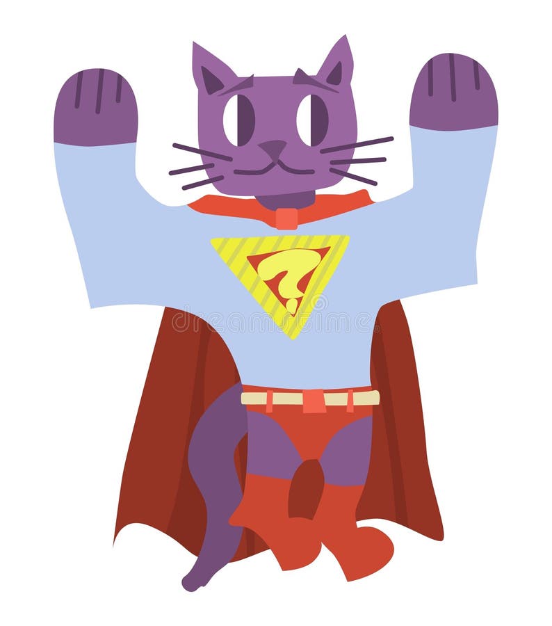 Purple Cat Super Hero Simple Character. Stock New Stock Illustration ...