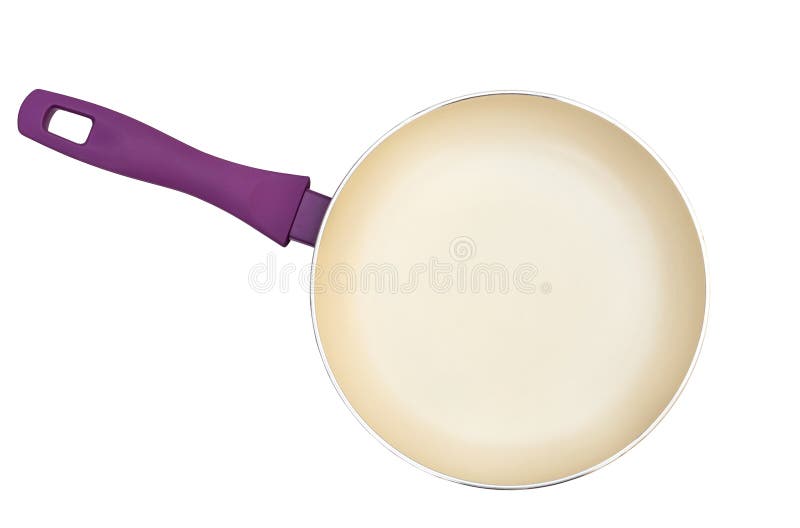 Purple Ceramic Frying Pan on White Background. Top View Stock Image ...