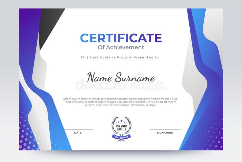 Purple Certificate of Achievement Template. Flat Certificate Template ...