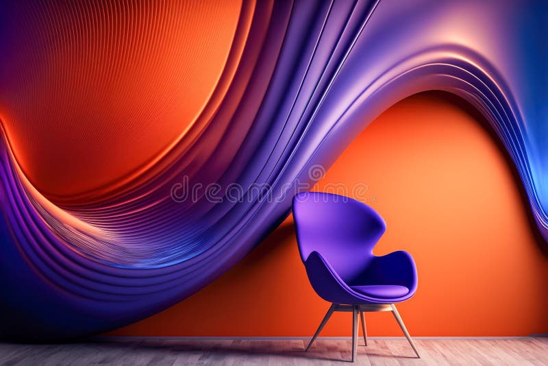 A Purple Chair Against an Abstract 3d Painted Wall, Generative AI Stock ...