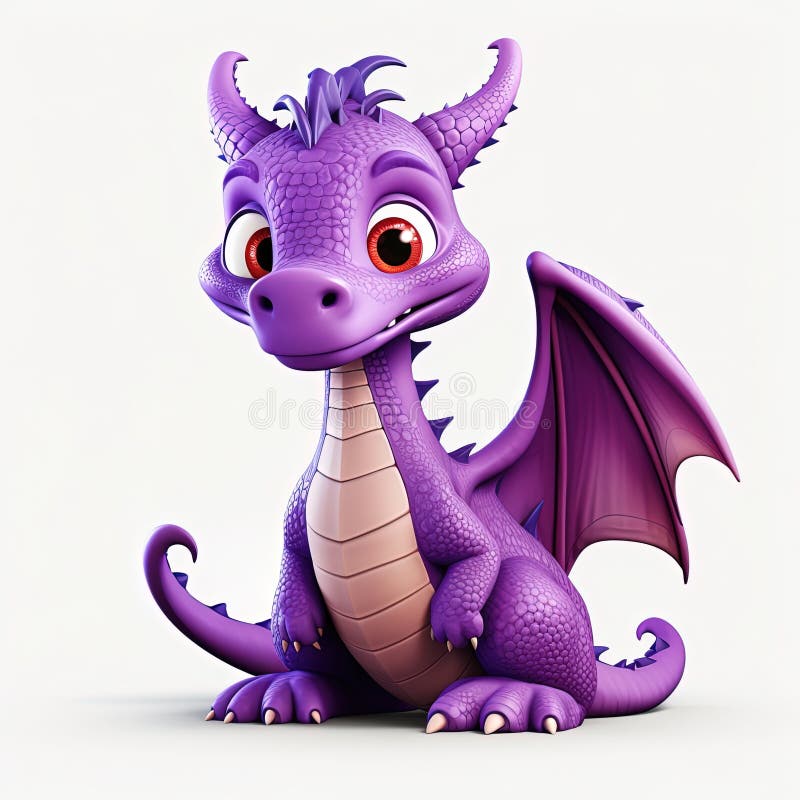 Purple Characters Cartoon Dragon 3d Image Stock Illustration ...