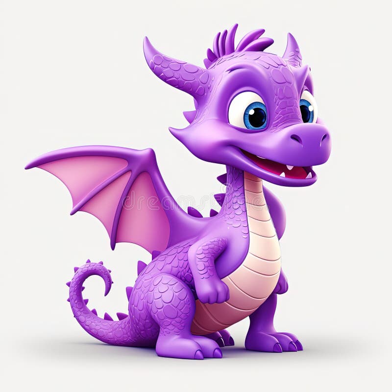 Purple Characters Cartoon Dragon 3d Image Stock Illustration ...