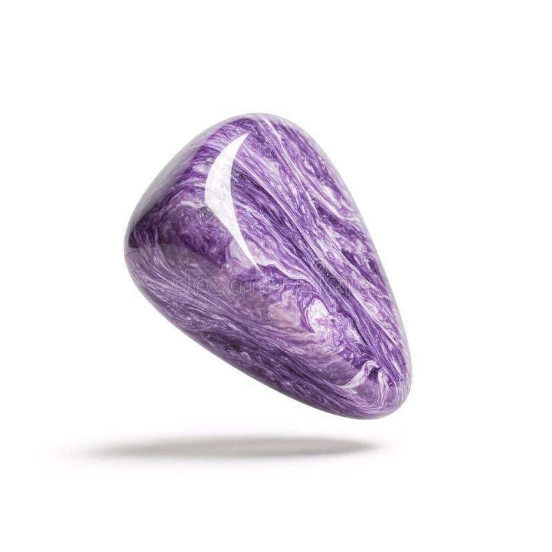 Purple Charoite Stone with a Pattern Isolated on a White Stock ...