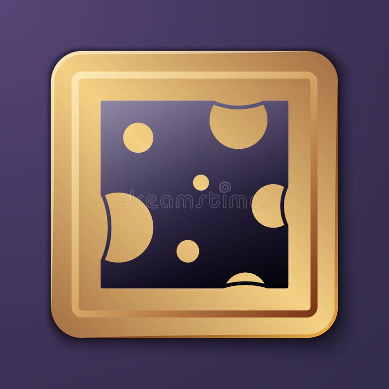 Purple Cheese Icon Isolated on Purple Background. Gold Square Button ...