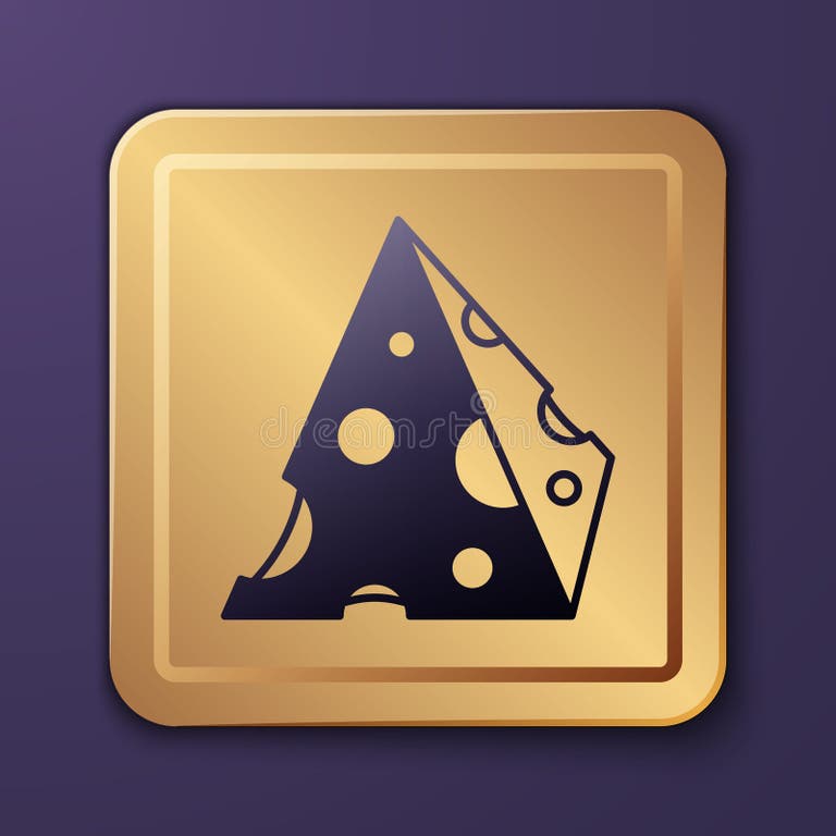 Purple Cheese Icon Isolated on Purple Background. Gold Square Button ...