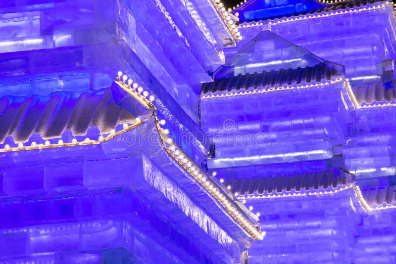 Purple Chinese Ice Building Editorial Stock Photo - Image of harbin ...