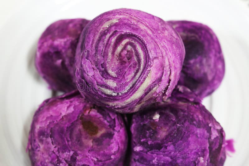 Purple Chinese Pastry Cake Stuffed with Purple Yam Stock Image - Image ...