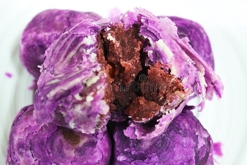 Purple Chinese Pastry Cake Stuffed with Purple Yam Stock Photo - Image ...