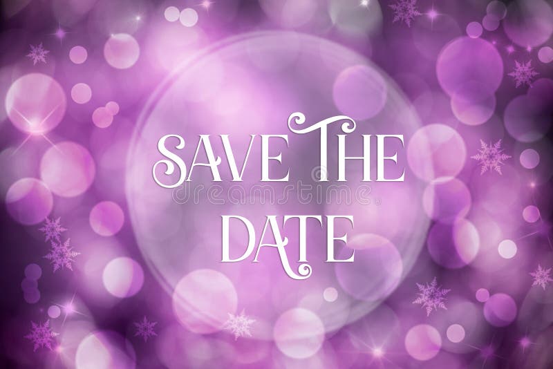 Purple Christmas Background, Shiny with Text Save the Date Stock Image ...