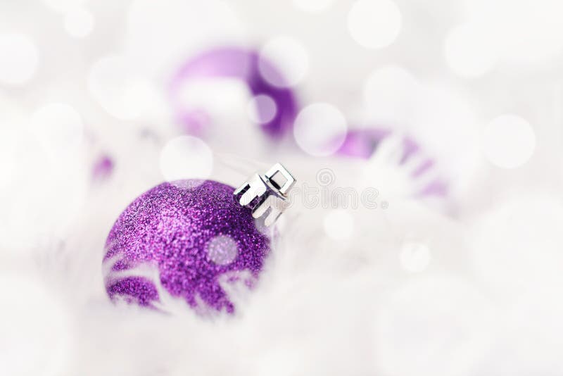 Purple Christmas Baubles stock photo. Image of feather - 81823406