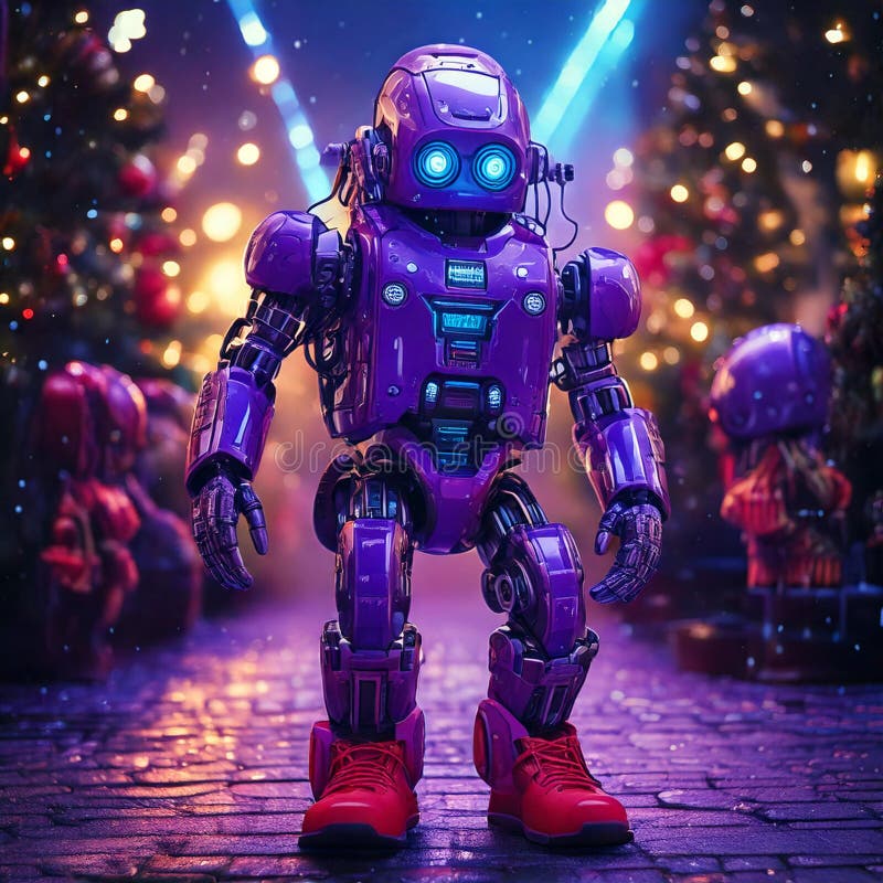 Christmas Robot with a Cyber Punk Theme Stock Image - Image of figurine ...