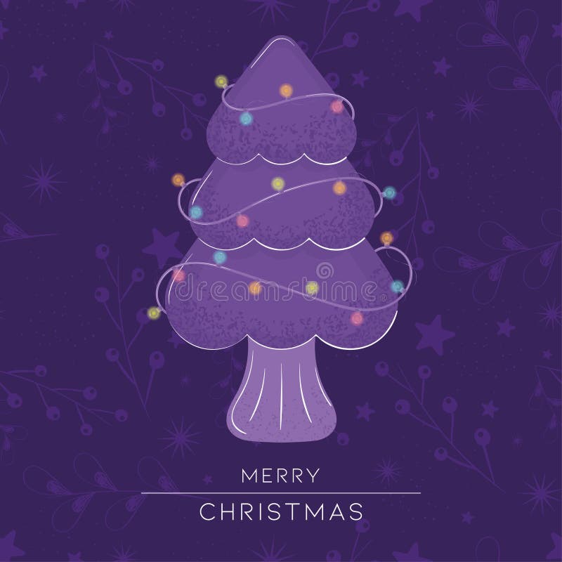 Purple Christmas Tree Merry Christmas Card Vector Stock Vector ...