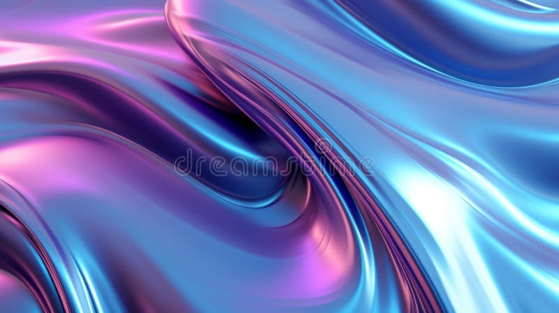 Purple Chrome Plastic Abstract Waving Background Surface. Neural ...