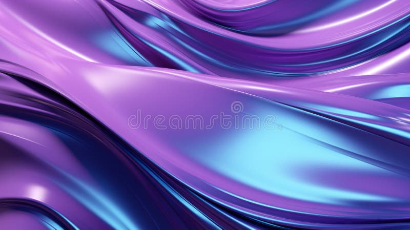 Purple Chrome Plastic Abstract Waving Background Surface. Neural ...