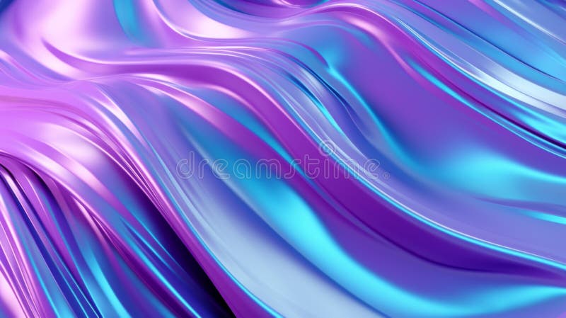 Purple Chrome Plastic Abstract Waving Background Surface. Neural ...