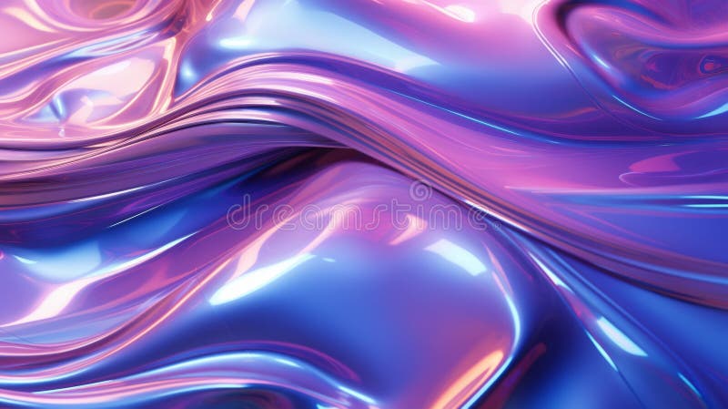 Purple Chrome Plastic Abstract Waving Background Surface. Neural ...
