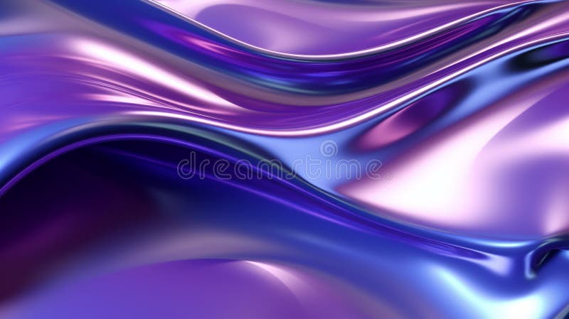 Purple Chrome Plastic Abstract Waving Background Surface. Neural ...