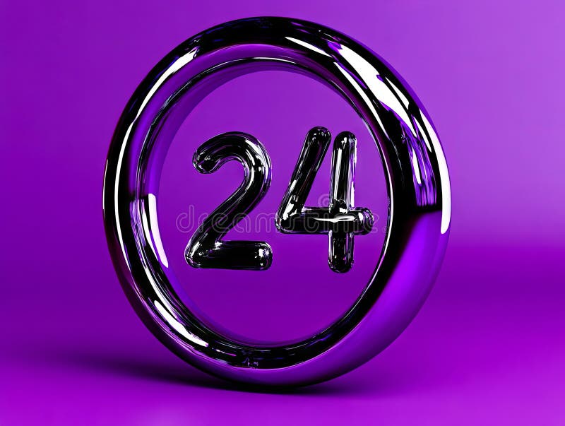A Purple Circle with the Number 24 on it Stock Illustration ...