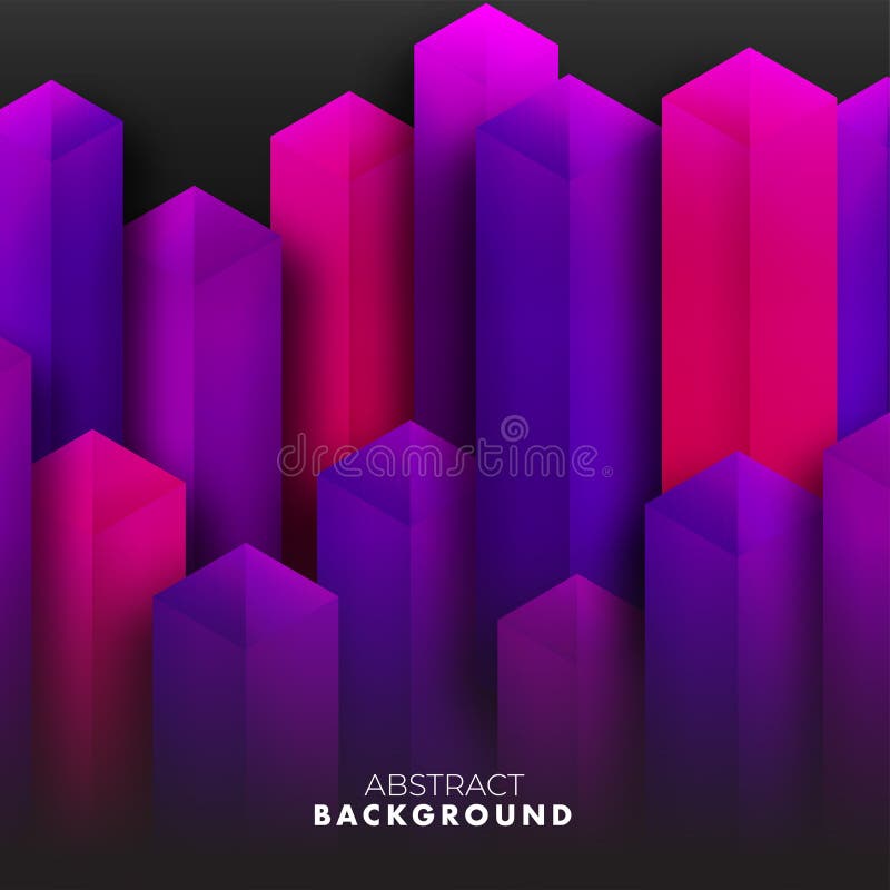 Purple City Buildings Abstract Background 3d Illustration. Stock ...