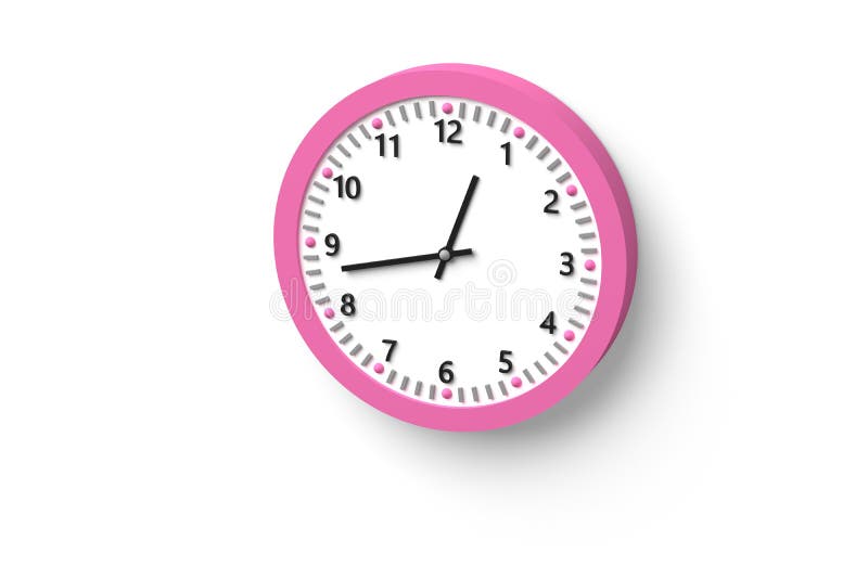 Purple Clock Face with Black Hands. 3d Render. Isolation on a White ...