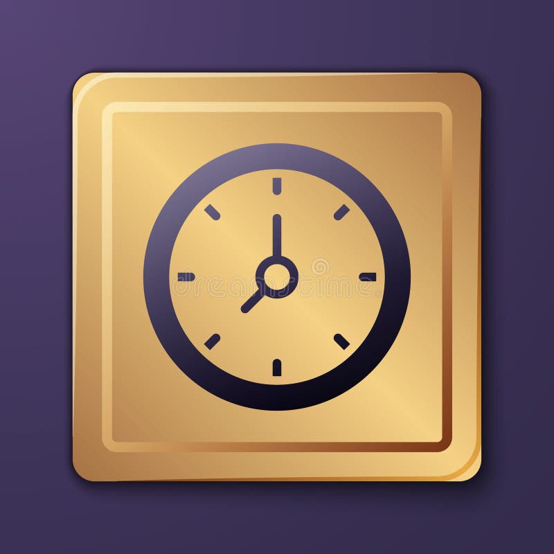 Purple Clock Icon Isolated on Purple Background. Time Symbol. Gold ...