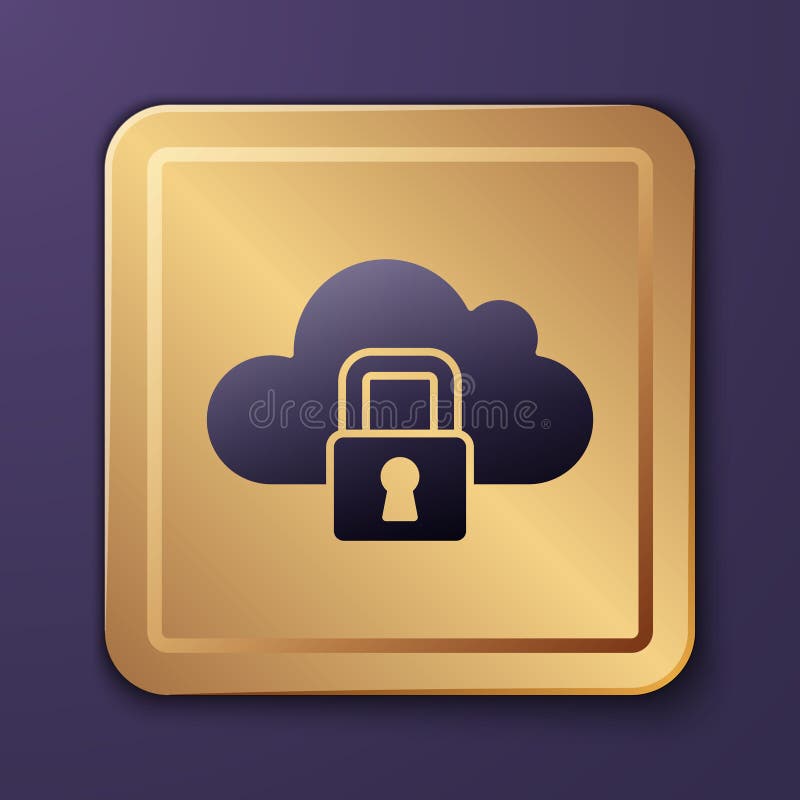 Purple Cloud Computing Lock Icon Isolated on Purple Background ...