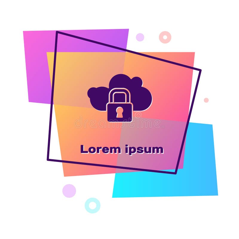 Purple Cloud Computing Lock Icon Isolated on White Background. Security ...