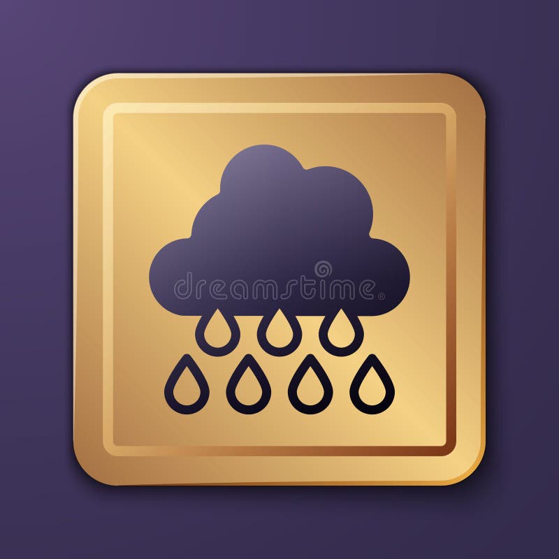 Purple Cloud with Rain Icon Isolated on Purple Background. Rain Cloud ...