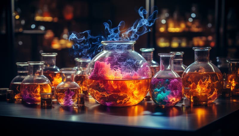 Purple Cocktail Glass Reflects Multi Colored Celebration In Laboratory