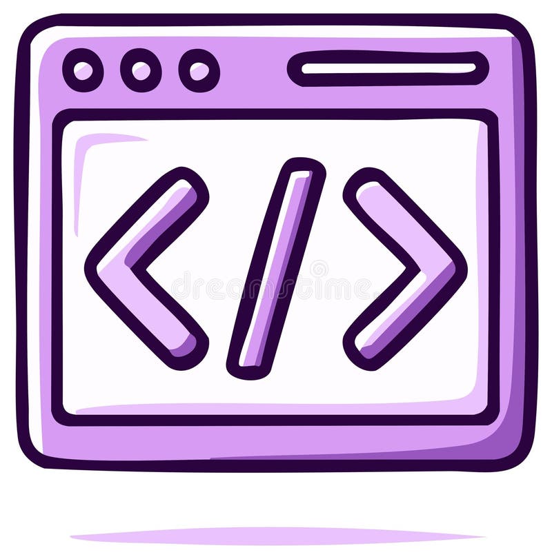 Purple Coding Window Shows HTML Programming Symbol with less Than and ...