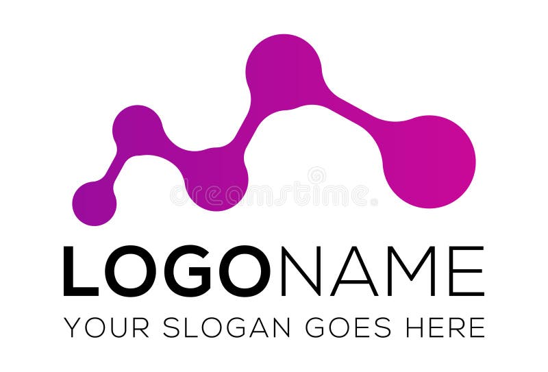 Purple Color Line Dot Connect Digital Shape Tech Logo Design Stock ...