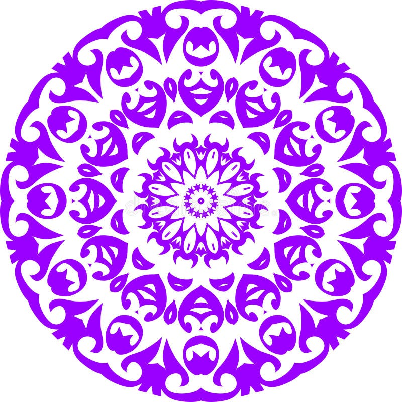 Purple Color Mandala in Unique Pattern Design Stock Illustration ...