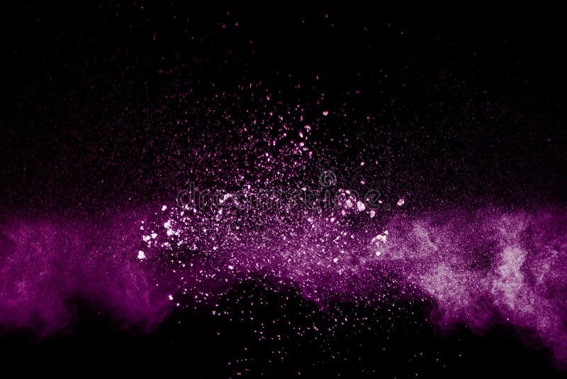 Purple Color Powder Explosion Cloud on Black Background.Closeup of ...