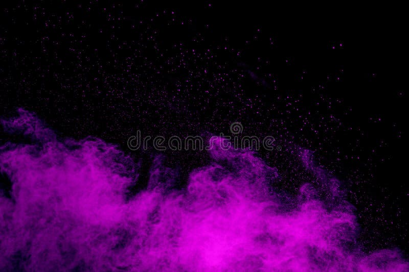 Purple Color Powder Explosion Cloud on Black Background.Closeup of ...