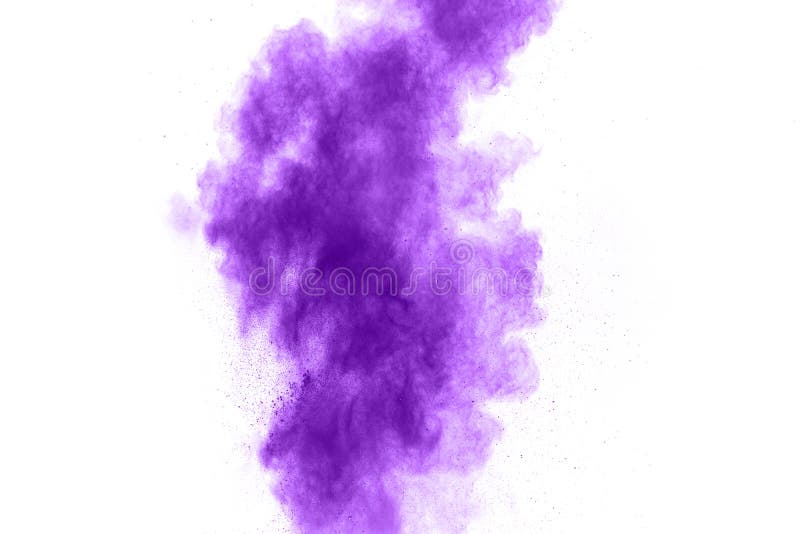 Purple Color Powder Explosion Cloud on White Background.Closeup of ...
