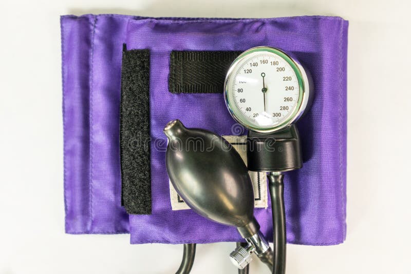 Purple Color Sphygmomanometer on the Table Stock Photo - Image of meter ...