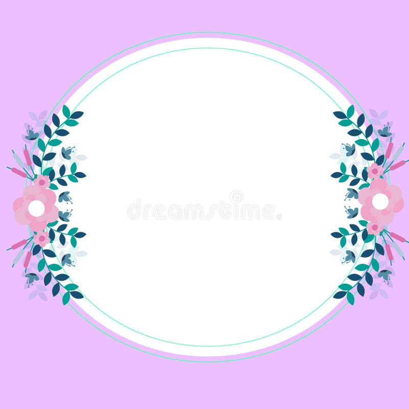 Purple Colored Circle Shape Text Frame Surrounded with Assorted Flowers ...