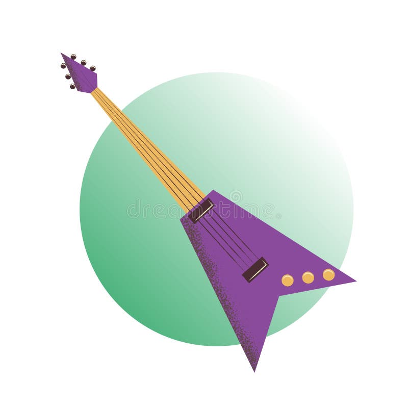 Purple Colored Electronic Guitar with Four Strings. Stock Vector ...