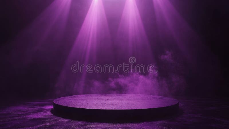 A Purple-colored Room with a Platform, Highlighted by Spotlights, and a ...