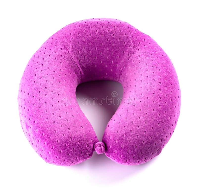 Purple Comfortable Neck Pillow on White Stock Image - Image of napping ...