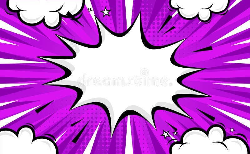 Purple Comic Cartoon Background with Stars Vector Template Stock Vector ...