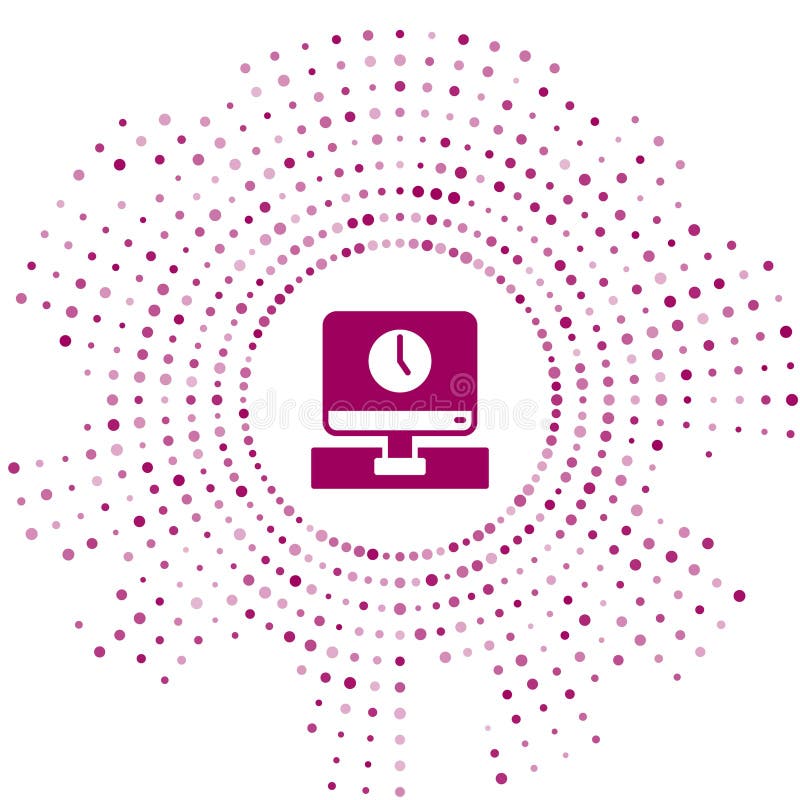 Purple Computer Monitor Time Icon Isolated on White Background ...