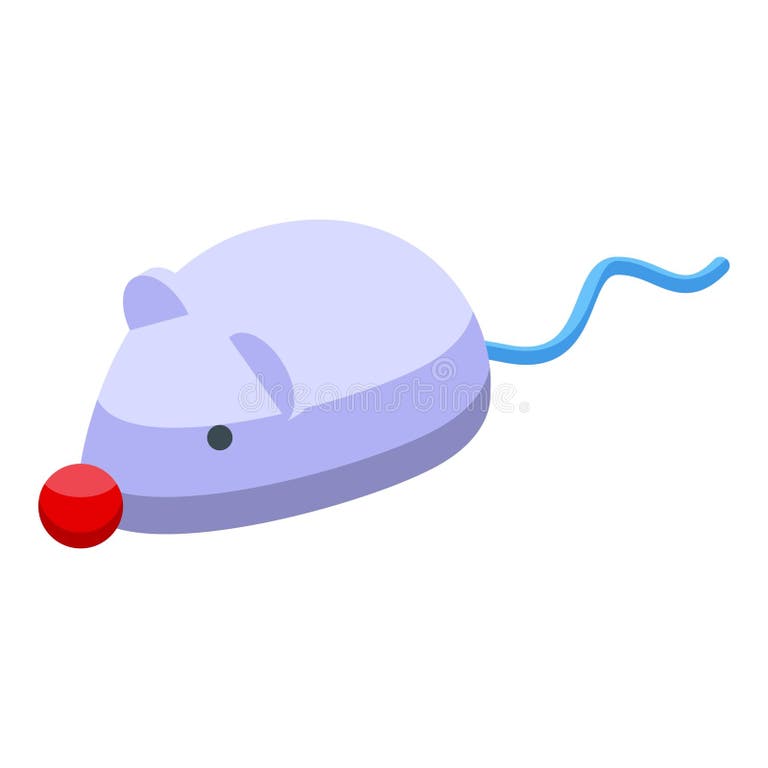 Purple Computer Mouse with Red Nose and Blue Tail, Isometric View Stock ...