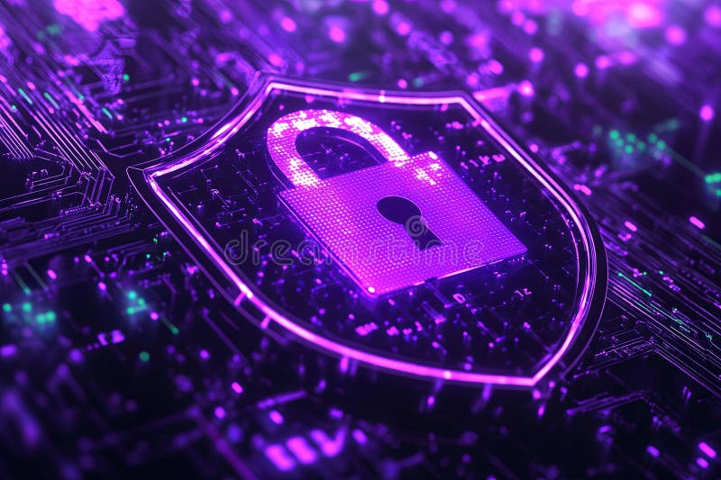 A Purple Computer Screen with a Keypad and a Lock on it. Quality Stock ...