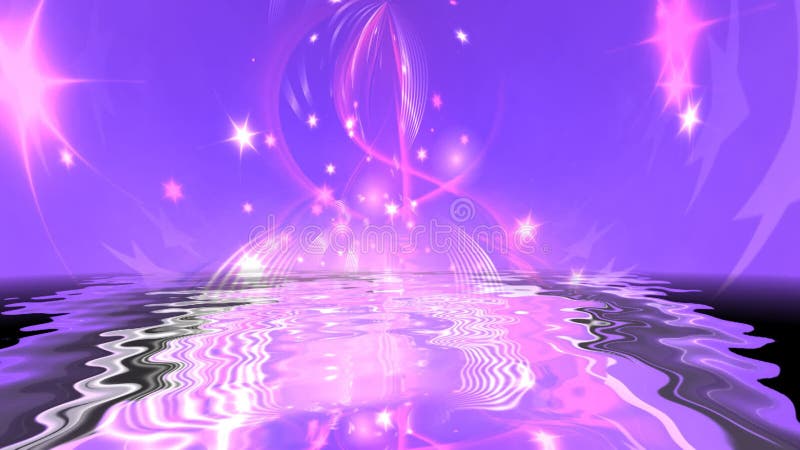 Purple Concentric Rotating Stars Animation Reflecting in Water Stock ...