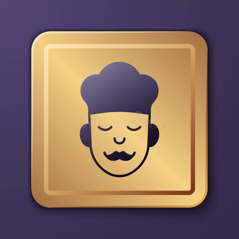 Purple Cook Icon Isolated on Purple Background. Chef Symbol. Gold ...