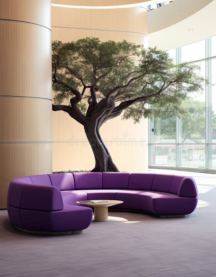 A Purple Couch in Front of a Tree Stock Illustration - Illustration of ...