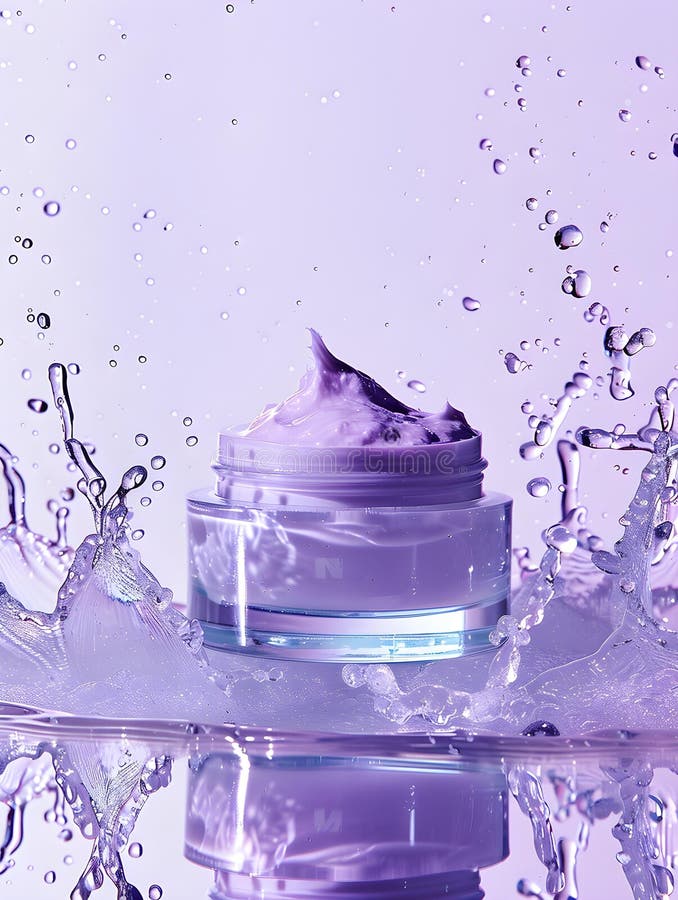 Purple Cream with Splash Effect on Reflective Surface Generative AI ...